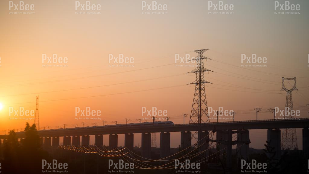 sky-sunset-dawn-bridge-electricity | Stock Photo, Royalty Free Image ...